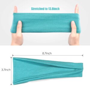 Headbands for Women, Kuaima Workout Yoga Headband Non Slip Stretchy Cotton Headband Sweat Head Bands for Sports Running Fitness(4Pcs)