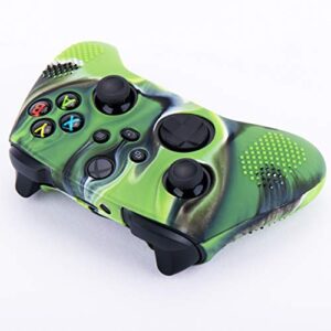 YoRHa Silicone Cover Skin Case for Xbox Series X/S Controller x 1(Camouflage Green) with Thumb Grips x 10