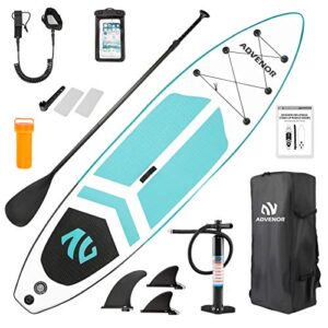 advenor paddle board 11'x33 x6 extra wide inflatable stand up with sup accessories including adjustable paddle,backpack,waterproof bag,leash,and hand pump,repair kit (green)