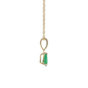 Gin & Grace 10K Yellow Gold Natural Zambian Emerald Pendant with natural Diamonds for women | Ethically, authentically & organically sourced Pear-cut Emerald hand-crafted jewelry for her, Valentine's Day Gift for her