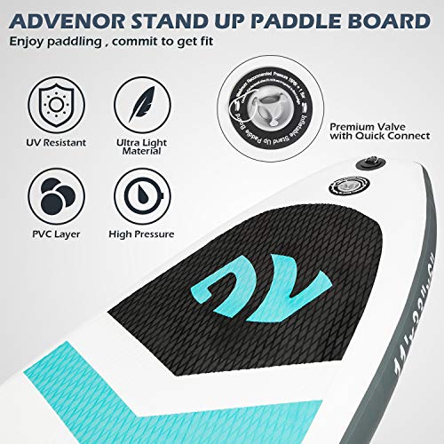 ADVENOR Paddle Board 11'x33 x6 Extra Wide Inflatable Stand Up with SUP Accessories Including Adjustable Paddle,Backpack,Waterproof Bag,Leash,and Hand Pump,Repair Kit (Green)