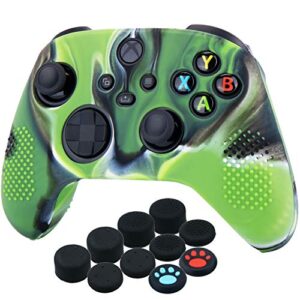 yorha silicone cover skin case for xbox series x/s controller x 1(camouflage green) with thumb grips x 10