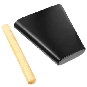 exceart 6 inch metal cowbell with wooden mallet percussion cow bells noise maker musical handheld kit drum set instrument accessories black