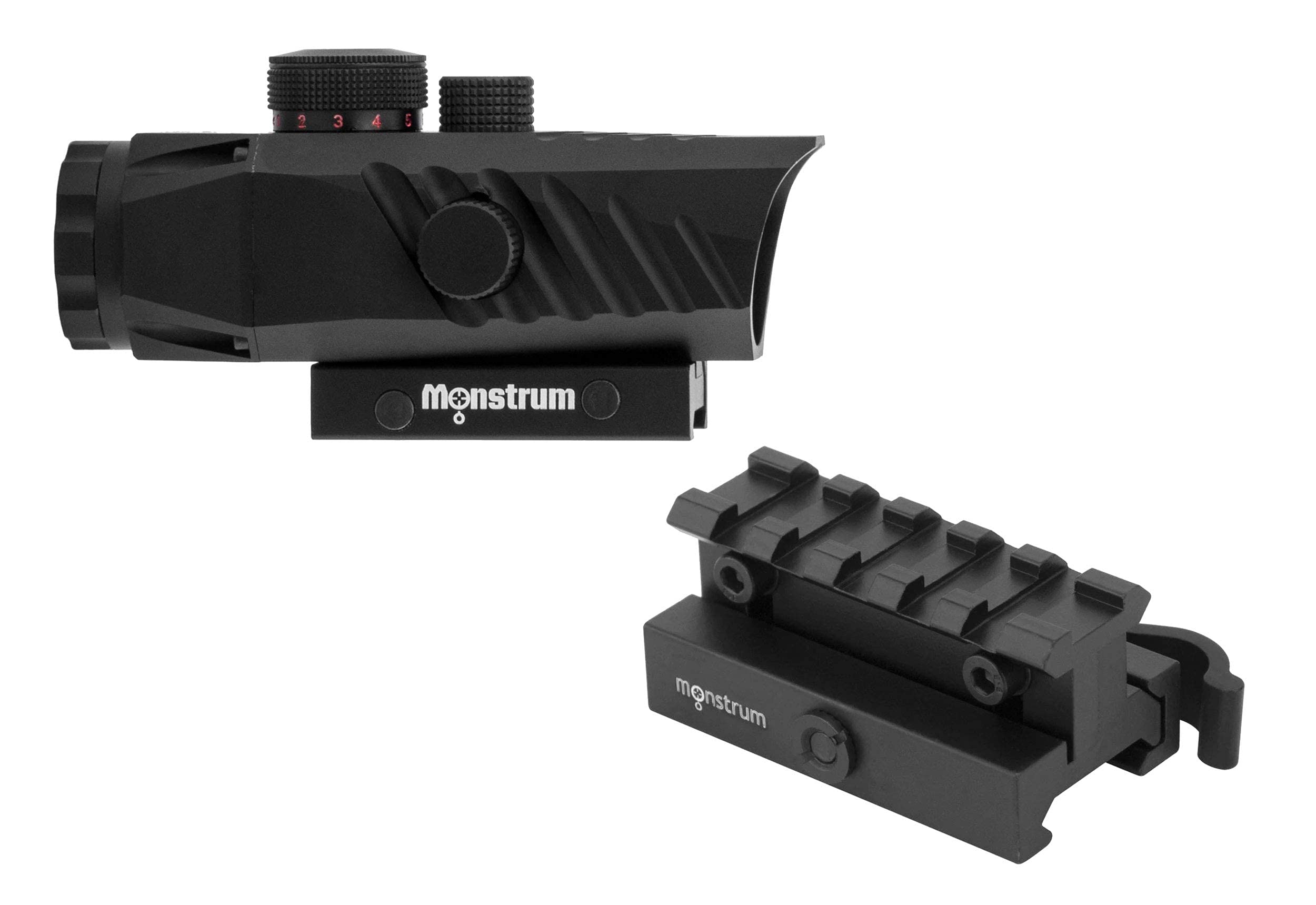 Monstrum P330 Marksman 3X Prism Scope | RM5-AH Adjustable Height Riser Mount with Quick Release | Bundle