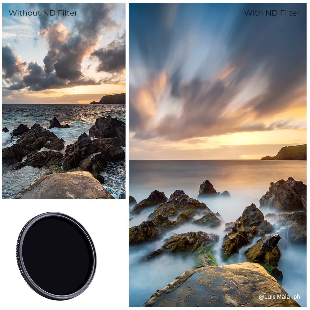 49mm Variable ND8-ND2000 & Fixed ND1000 Lens Filter Kit (2 Pcs) 3-11 Stops Adjustable ND Lens Filter and 10 Stops Fixed ND Filter