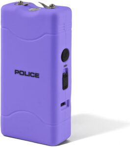 police 800 mini stun gun with led flashlight, purple