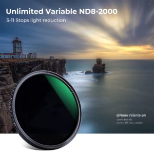 49mm Variable ND8-ND2000 & Fixed ND1000 Lens Filter Kit (2 Pcs) 3-11 Stops Adjustable ND Lens Filter and 10 Stops Fixed ND Filter