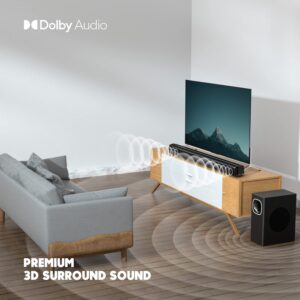 PHEANOO Sound Bar with 【Dolby】, 2.1 CH TV Soundbar with Subwoofer Works with 4K&HD TVs (D2, 200W)