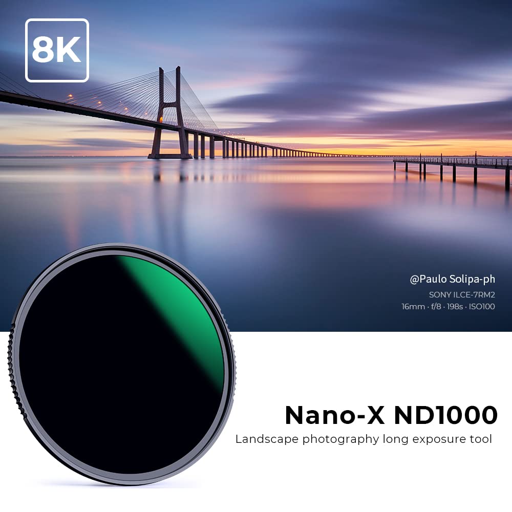 49mm Variable ND8-ND2000 & Fixed ND1000 Lens Filter Kit (2 Pcs) 3-11 Stops Adjustable ND Lens Filter and 10 Stops Fixed ND Filter