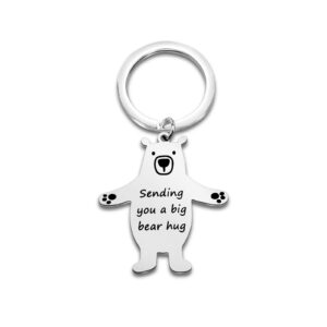 wusuaned long distance hug jewelry sending you a big bear hug keychain long distance relationships gift isolation missing you gift (big bear hug keychain)