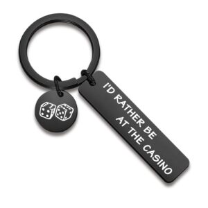 wusuaned gambler gift i'd rather be at the casino lucky dice keychain casino lover gift gambling jewelry (i'd rather be at the casino keychain b)