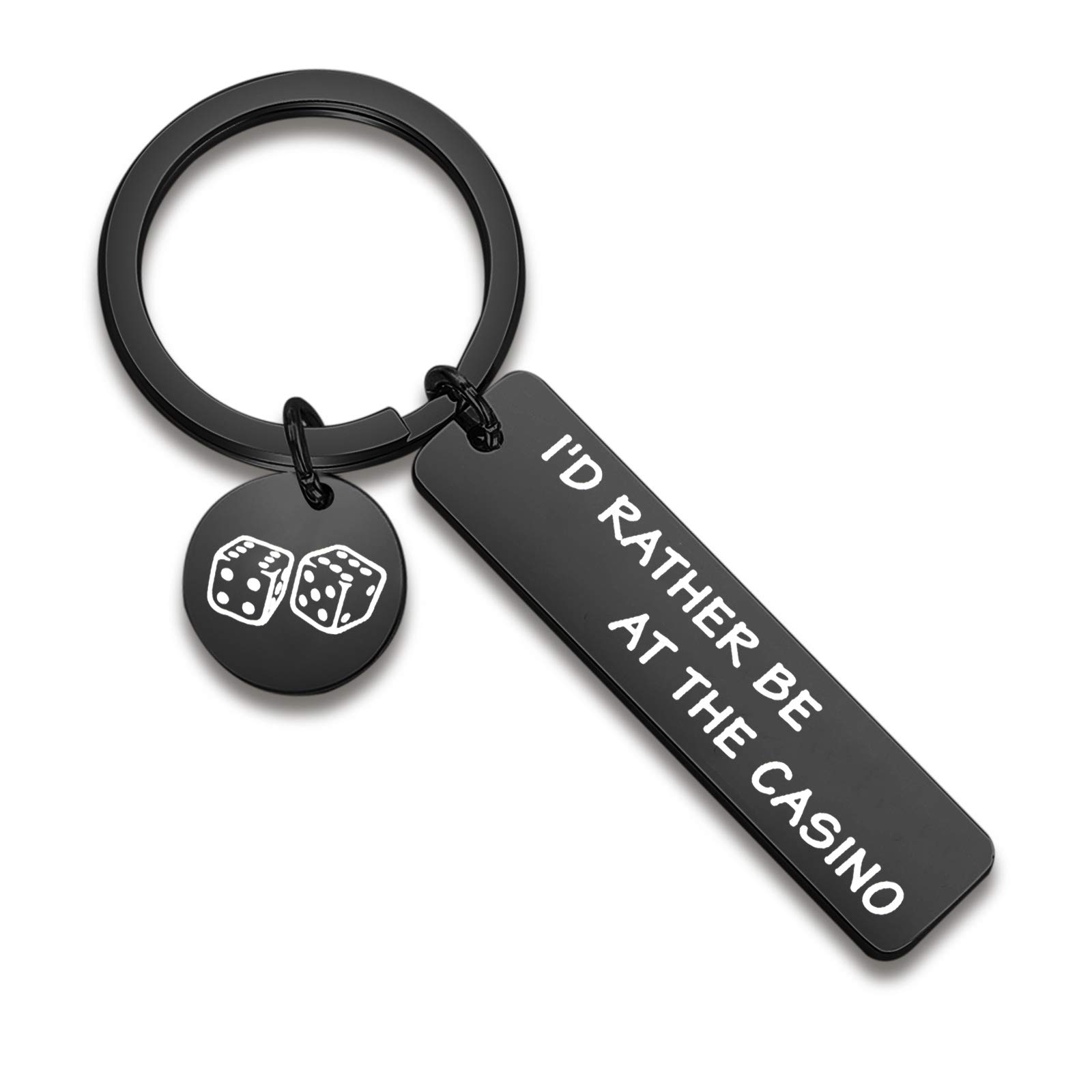 WUSUANED Gambler Gift I'D Rather Be At The Casino Lucky Dice Keychain Casino Lover Gift Gambling jewelry (I'd rather be at the casino keychain B)