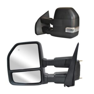 wllw towing mirrors fit for ford f150 pickup truck 2015 2016 2017 2018 2019 2020 power, heated, turn signal, temperature sensor, puddle lights, spot auxiliary lamp, 22-pin plug