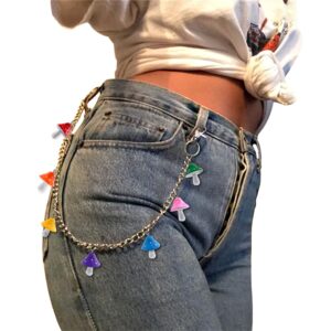 Cute Mushroom Chain Women Pant Chain Colorful Pocket Chain Jean Chain Belt Body Waist Chain Jewelry Aesthetic Accessories Cool Stuff