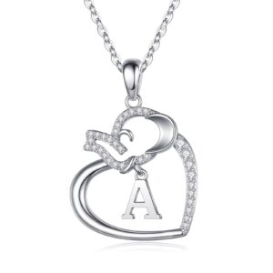 iefshiny elephant gifts elephant necklaces for women, a good luck elephant love heart pendant necklace lucky elephant jewelry for women girls friends