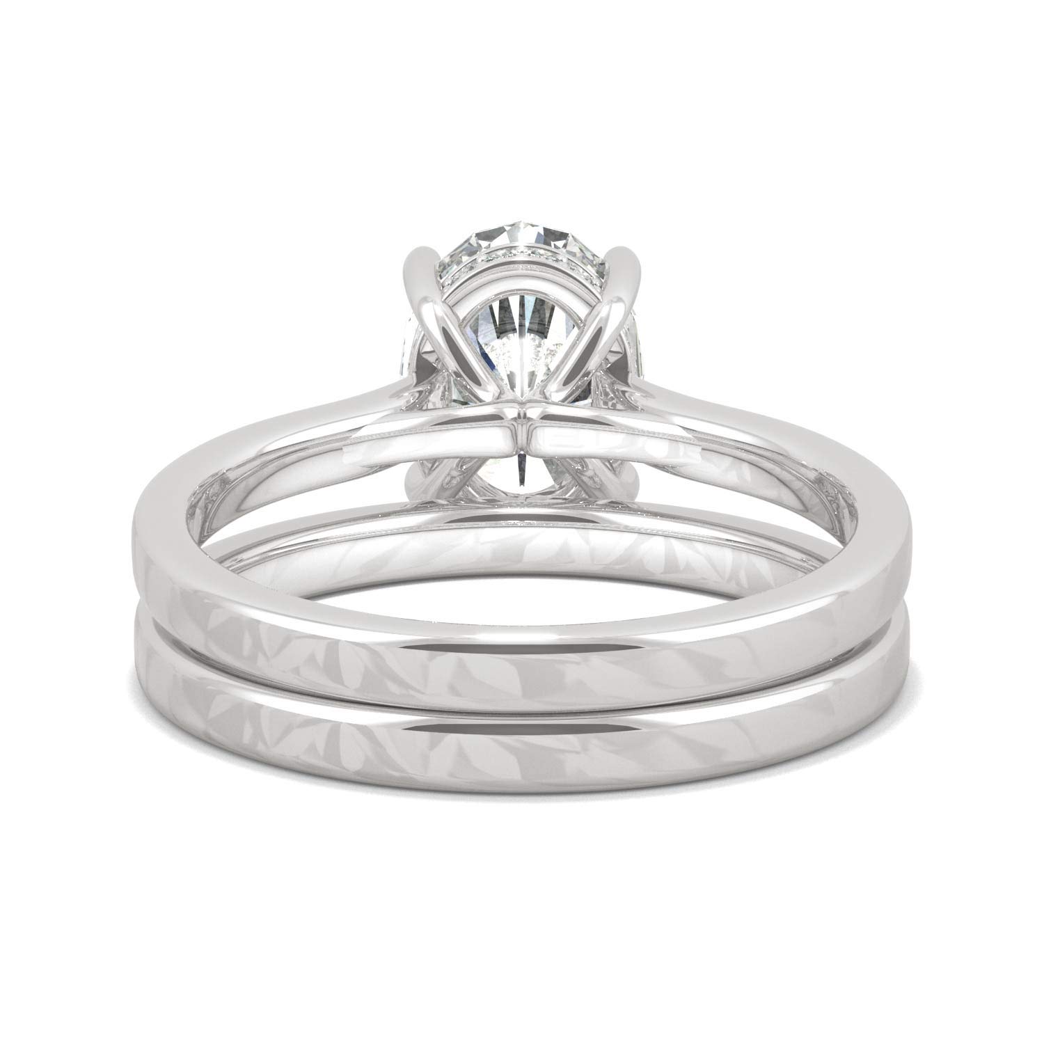 Charles & Colvard Created Moissanite 9x7mm Oval Cut Bridal Ring Set for Women | 2.55 cttw DEW | Lab Grown | Solid 14K White Gold with Rhodium | Size 6.5