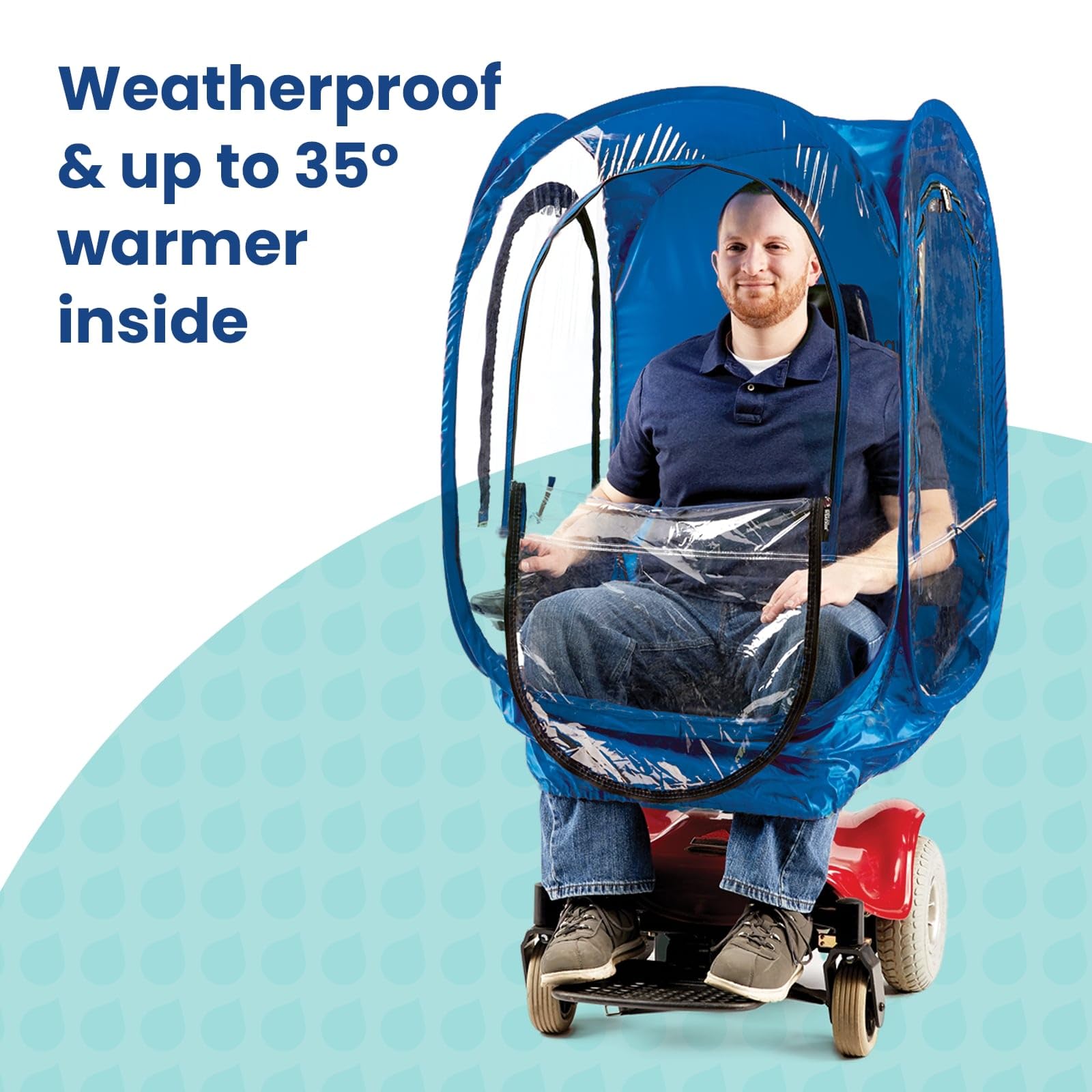 WeatherPod – The Original Large Upper-Body Pod – 1-Person Wearable Pod for Manual & Electric Wheelchairs and Folding Chairs, Protection from Cold, Wind and Rain – Royal Blue