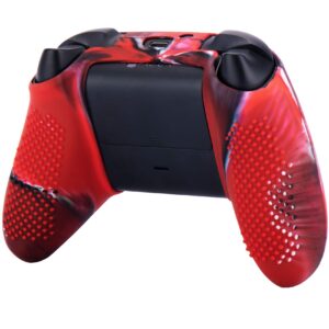 YoRHa Silicone Cover Skin Case for Xbox Series X/S Controller x 1(Camouflage Red) with Thumb Grips x 10