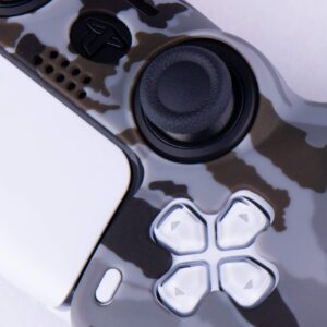 9CDeer 1 Piece of Silicone Transfer Print Protective Cover Skin + 10 Thumb Grips for PlayStation 5 / PS5 Controller Camougrey