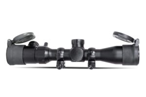 monstrum 3-9x32 rifle scope with rangefinder reticle | monstrum flip up lens cover set | bundle