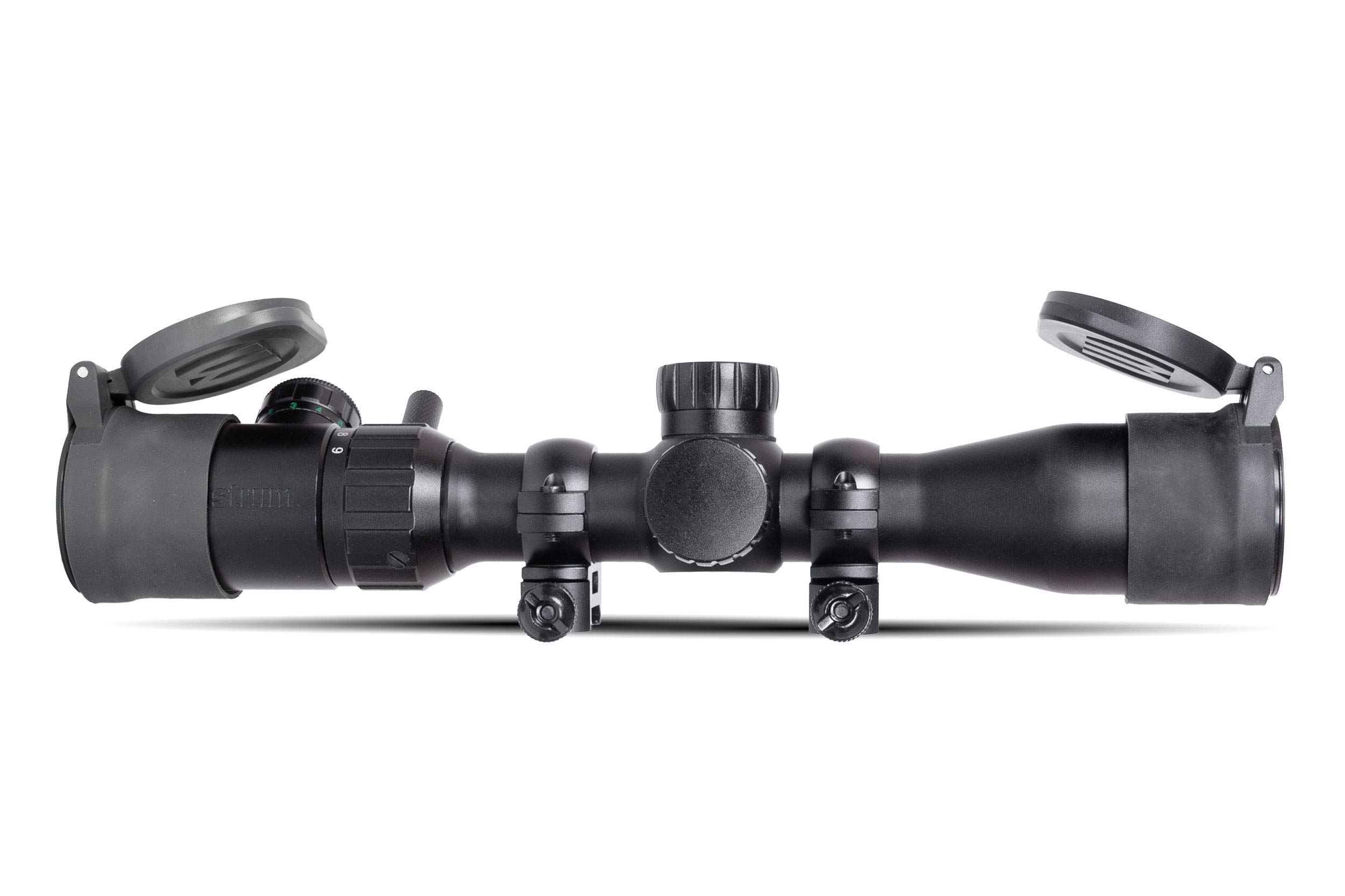 Monstrum 3-9x32 Rifle Scope with Rangefinder Reticle | Monstrum Flip Up Lens Cover Set | Bundle