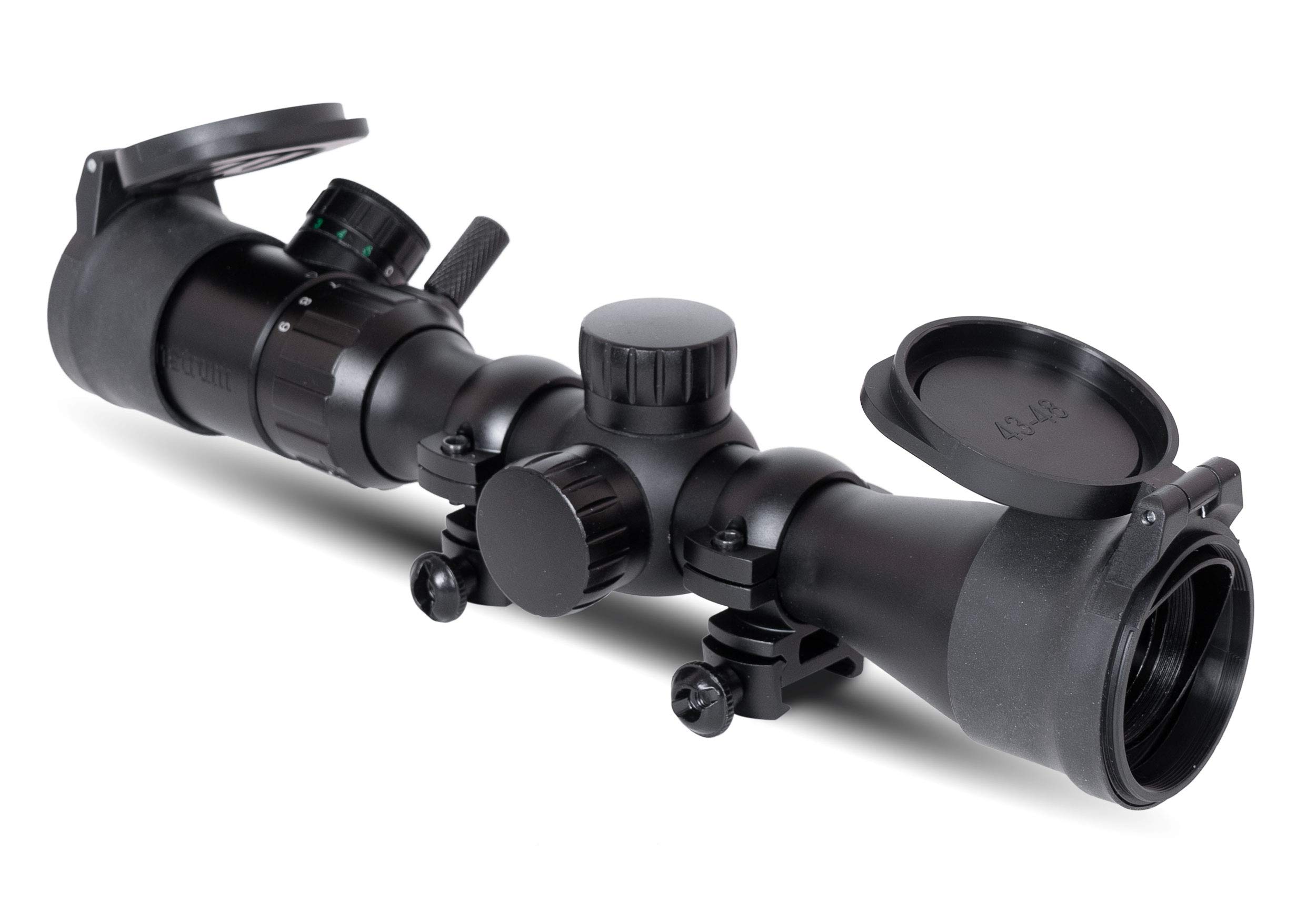 Monstrum 3-9x32 Rifle Scope with Rangefinder Reticle | Monstrum Flip Up Lens Cover Set | Bundle