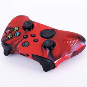 YoRHa Silicone Cover Skin Case for Xbox Series X/S Controller x 1(Camouflage Red) with Thumb Grips x 10