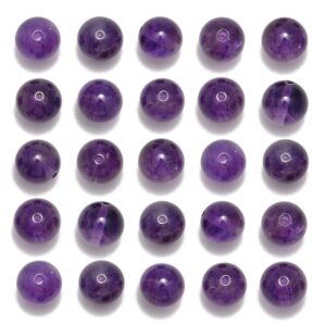 ncb 200pcs 4mm amethyst loose beads for jewelry making, natural semi precious beads round smooth gemstones spacer beads charms for necklaces bracelets (amethyst, 4mm 200beads)