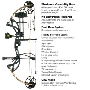 Bear Archery Legit Ready to Hunt Extra Compound Bow Package for Adults & Youth, Right Hand, Shadow