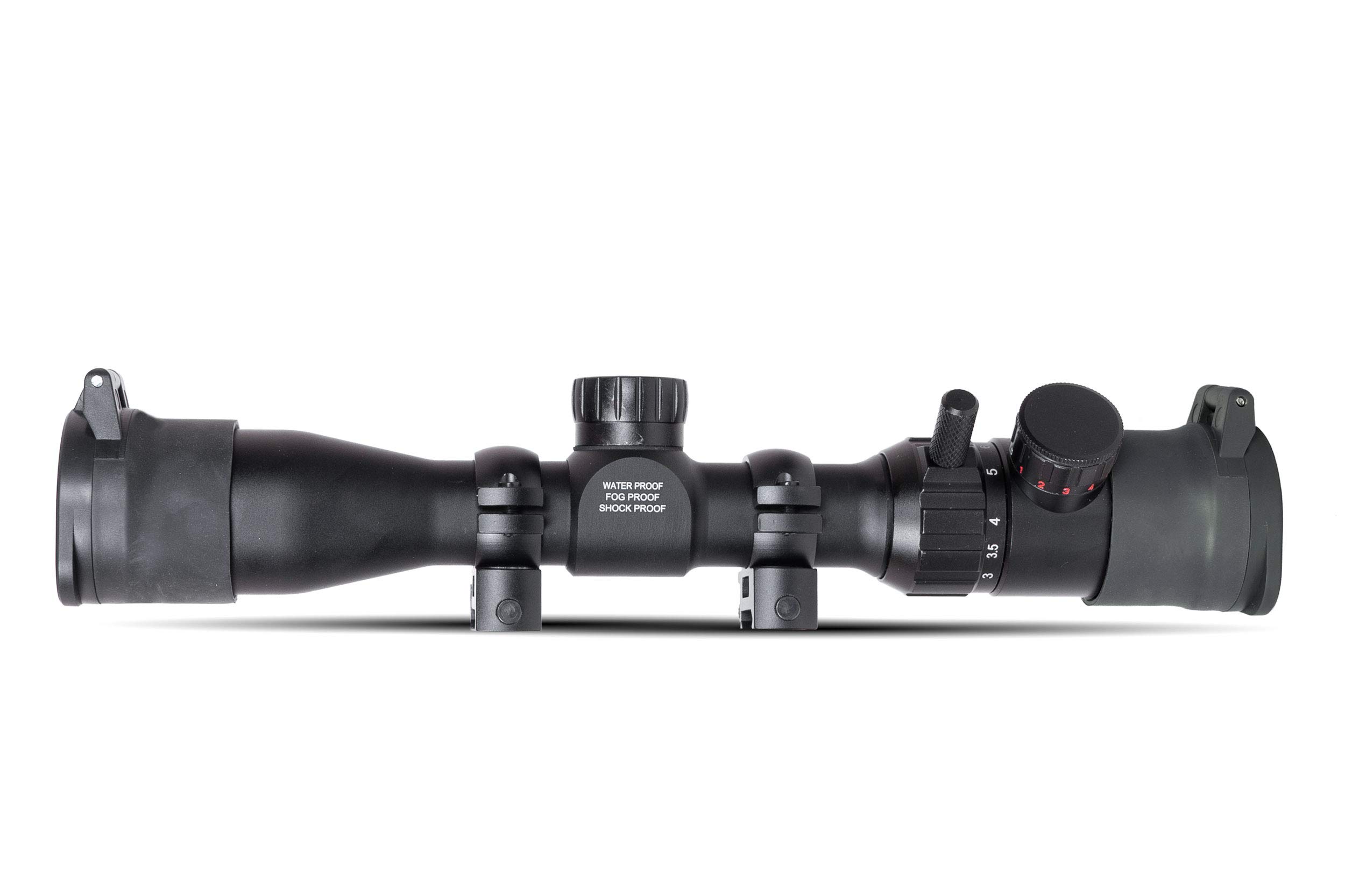 Monstrum 3-9x32 Rifle Scope with Rangefinder Reticle | Monstrum Flip Up Lens Cover Set | Bundle