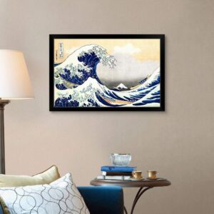 CANVAS ON DEMAND Under The Wave Off Kanagawa, from The Black Framed Art Print, Artwork