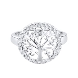 jo wisdom women ring,925 sterling silver family tree of life yggdrasil coin ring,jewlery for women,christmas gifts