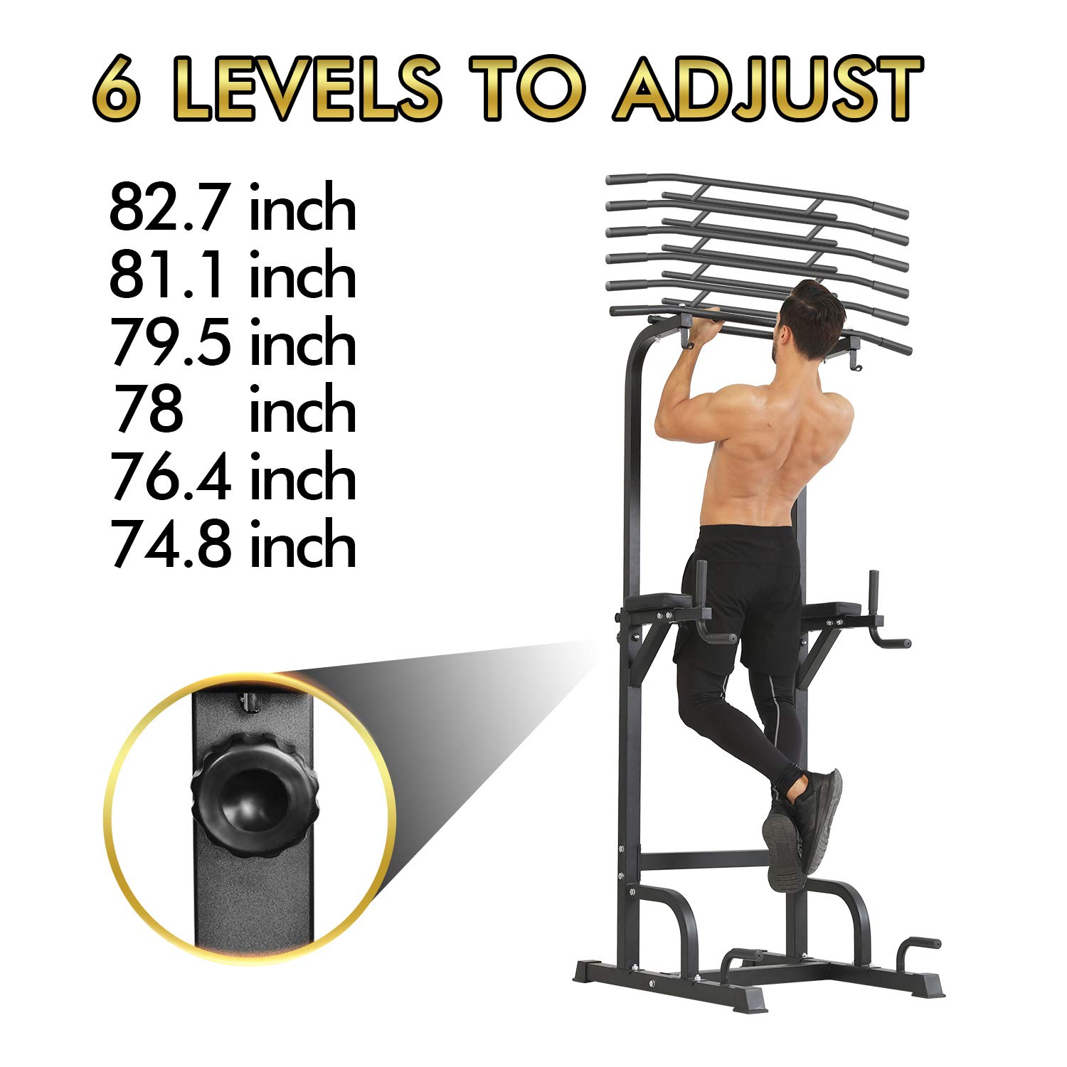 BangTong&Li Power Tower, Pull Up Bar Dip Station/Stand for Home Gym Strength Training Workout Equipment(Newer Version)