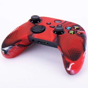 YoRHa Silicone Cover Skin Case for Xbox Series X/S Controller x 1(Camouflage Red) with Thumb Grips x 10