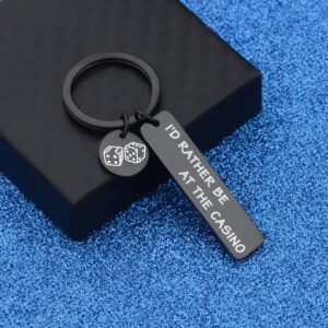 WUSUANED Gambler Gift I'D Rather Be At The Casino Lucky Dice Keychain Casino Lover Gift Gambling jewelry (I'd rather be at the casino keychain B)