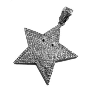 hip hop iced fashion lab diamond large mario star bling charm pendant (silver)