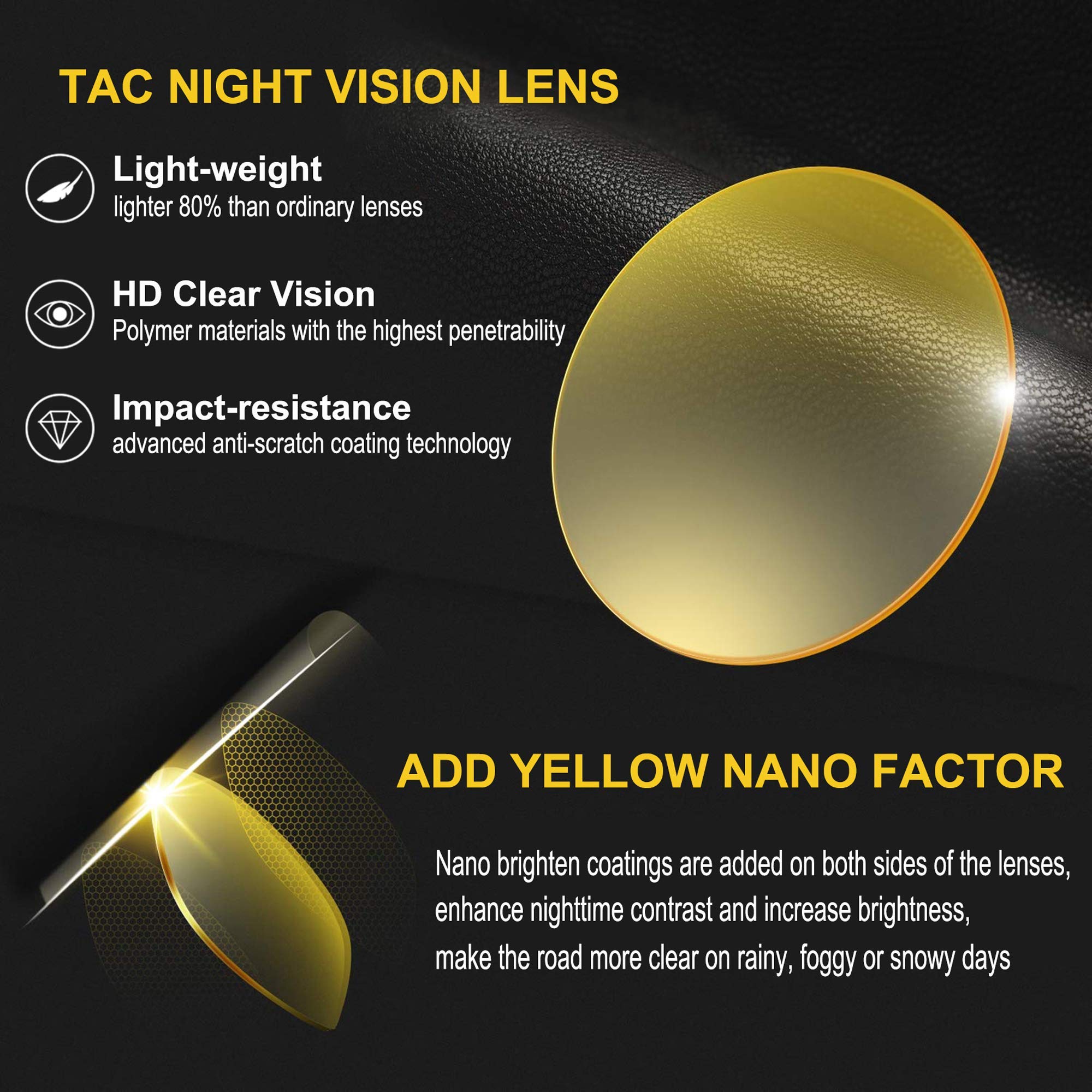 Night Vision Glasses Anti-Glare Polarized Aviator Night Driving Glasses for Men & Women (Silver Lightweight Metal Frame)