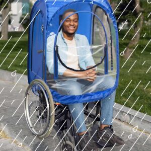 WeatherPod – The Original Large Upper-Body Pod – 1-Person Wearable Pod for Manual & Electric Wheelchairs and Folding Chairs, Protection from Cold, Wind and Rain – Royal Blue