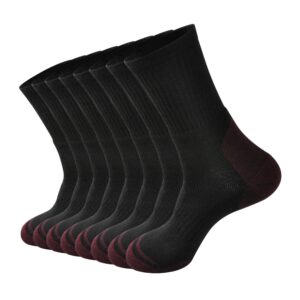 ecoey men's work boots athletic running crew socks, dry-tech moisture wicking heavy cushion 8 pairs (black+dark red, us shoe size: men 9.5-11.5/women 11-13)