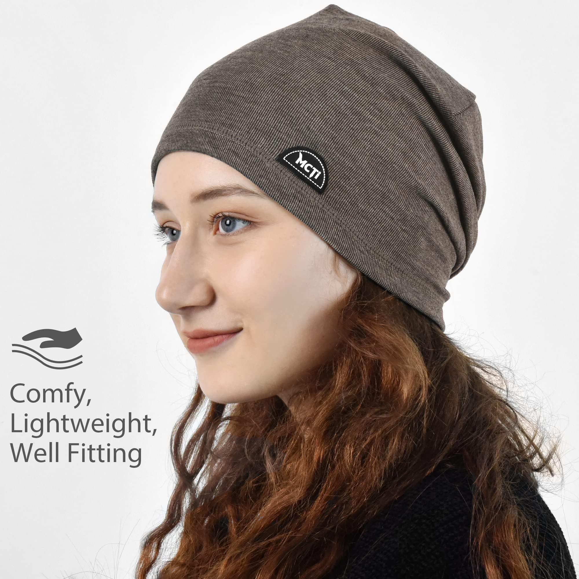 MCTi Slouchy Beanie for Men Women, Winter Warm Stretchy Skull Cap Hat Lightweight for Running Cycling