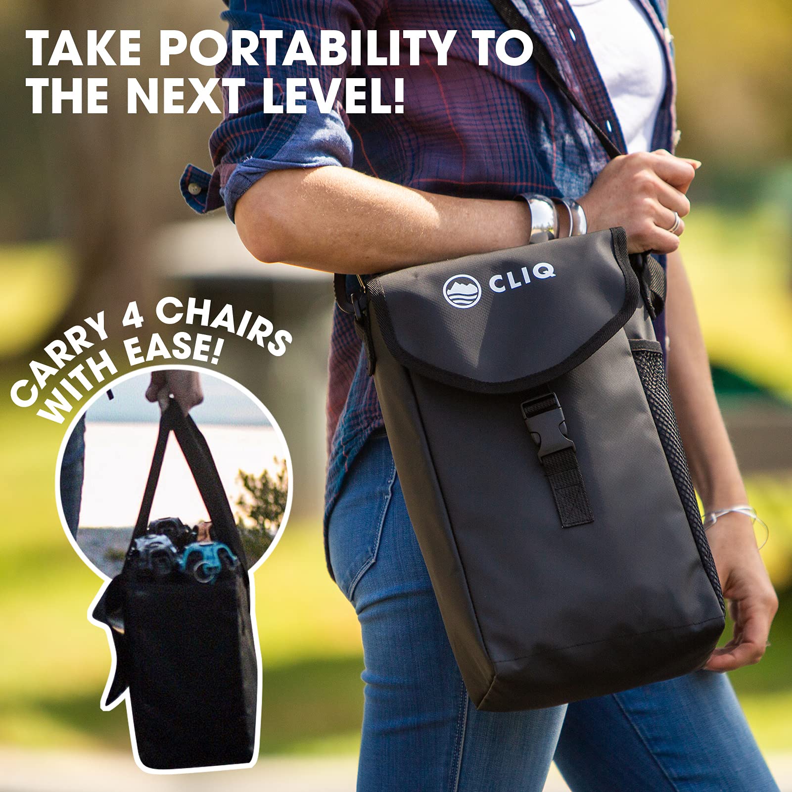 CLIQ Portable Chair - Lightweight Folding Chair for Camping - Supports 300 Lbs - Perfect for Outdoor Adventures