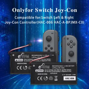 Pickle Power Joy Con Battery Replacement, 2pcs HAC-006 Battery for Nintendo Switch HAC-015 HAC-016 Left & Right Joy-Con Controller