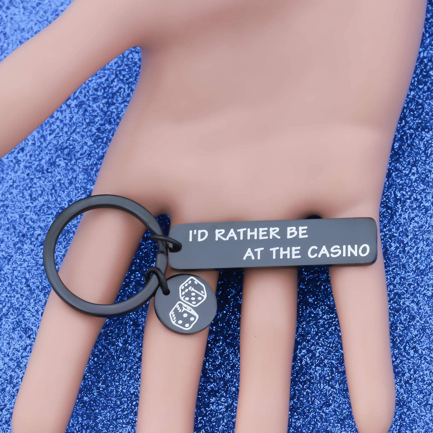 WUSUANED Gambler Gift I'D Rather Be At The Casino Lucky Dice Keychain Casino Lover Gift Gambling jewelry (I'd rather be at the casino keychain B)