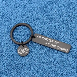 WUSUANED Gambler Gift I'D Rather Be At The Casino Lucky Dice Keychain Casino Lover Gift Gambling jewelry (I'd rather be at the casino keychain B)