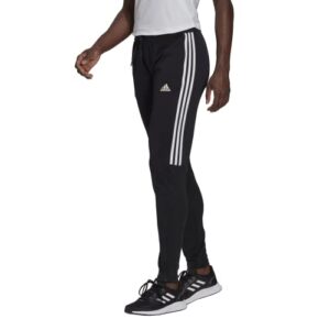 adidas women's aeroready sereno slim tapered-cut 3-stripes pants, black/white, medium