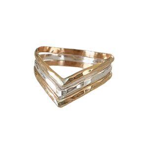 toe rings & things triple chevron gold and sterling finger or thumb ring | unisex sizes 5-12 (11)