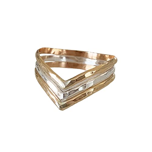 TOE RINGS & THINGS Triple Chevron Gold and Sterling Finger or Thumb Ring | Unisex Sizes 5-12 (11)