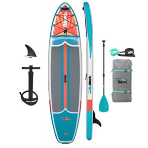 drift inflatable stand up paddle board - sup paddle board and accessories, including pump, paddle, and more - native floral, adult, 11'6"