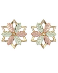 black hills gold 10k star shaped earrings with 12k leaves