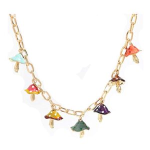 joyid colorful enamel mushroom charms tassel necklace personality fashion jewelry for women